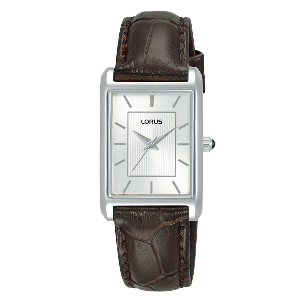 Lorus Ladies’ Silver tone and brown leather 'Angular Elegance' RG289VX9 ...