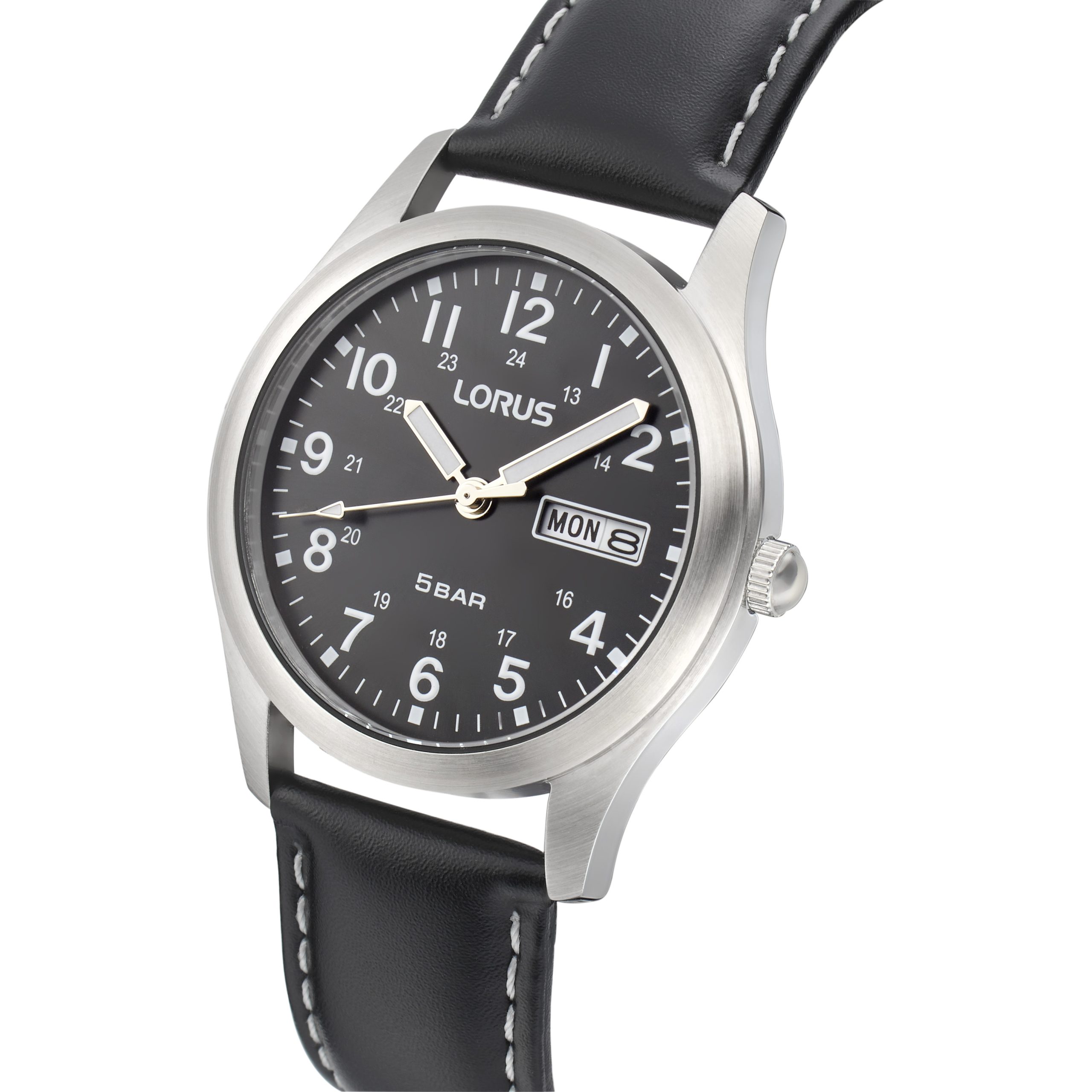 Lorus Men’s Black Leather 24/7 Field watch | Lorus Watches | The ...